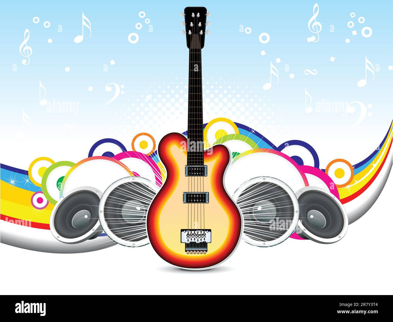 abstract musical background with guitar vector illustration Stock ...