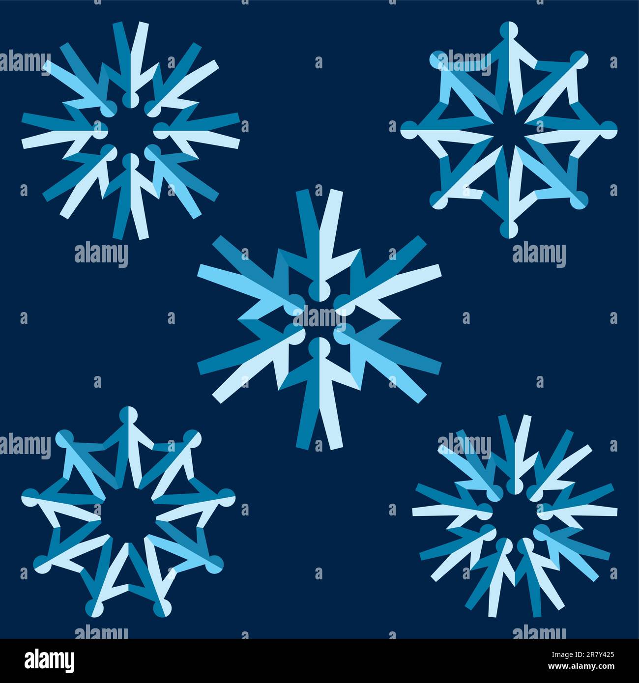 Set of origami people snowflakes. Vector illustration Stock Vector ...