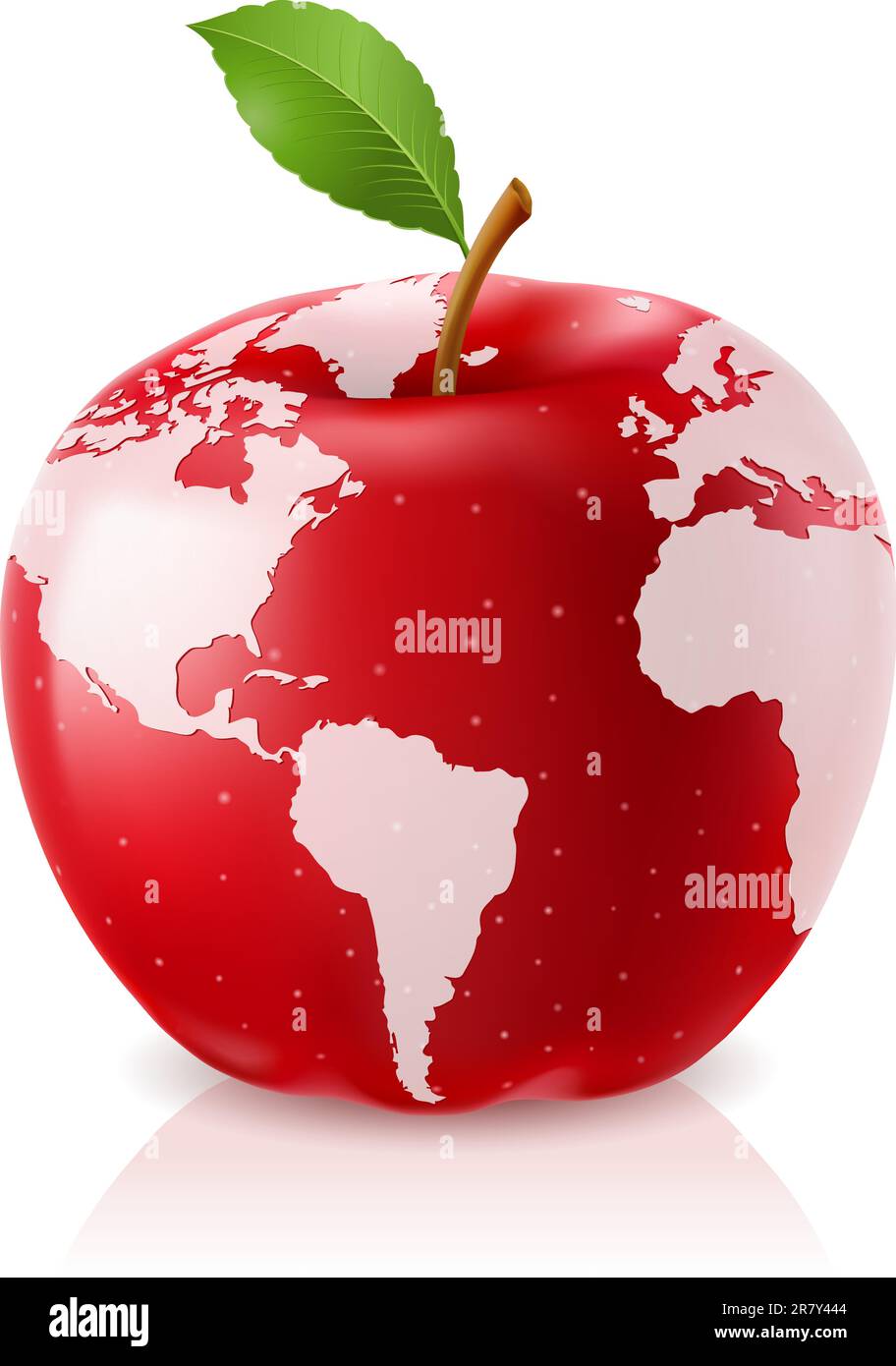 Vector Red Apple World Map on White Background Stock Vector Image & Art ...