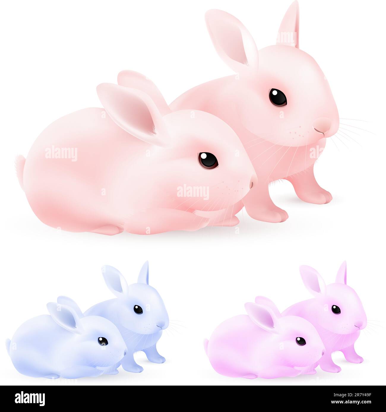 Set of Easter rabbits. Illustration on white background for design ...