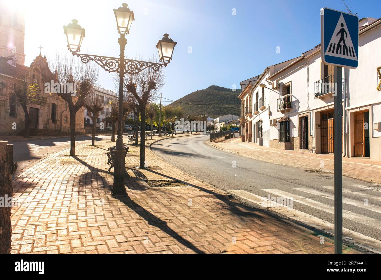 pretty street in a village in the province of Malaga, andalusia Stock ...