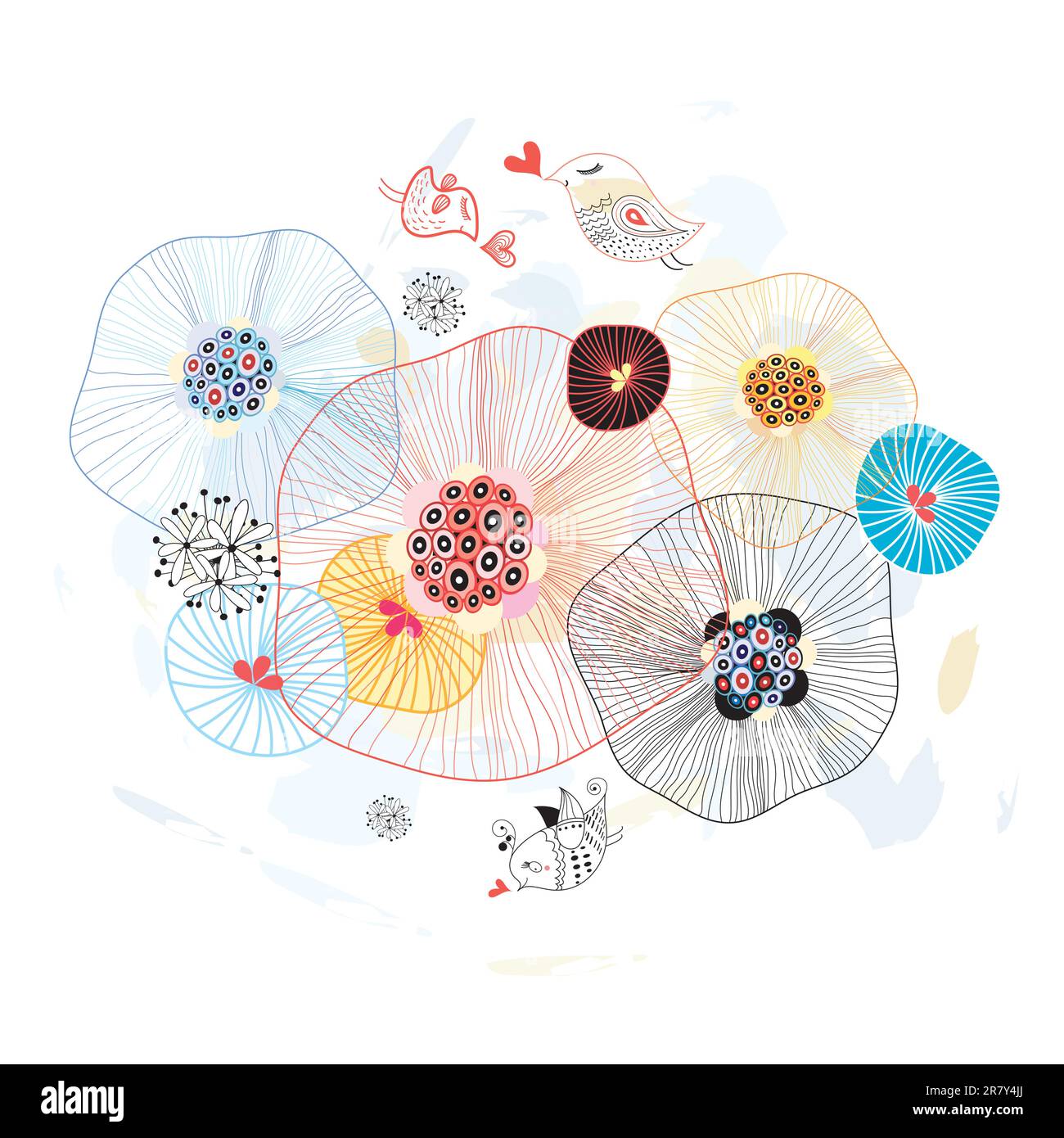 Graphical abstract background with birds on a white Stock Vector Image ...