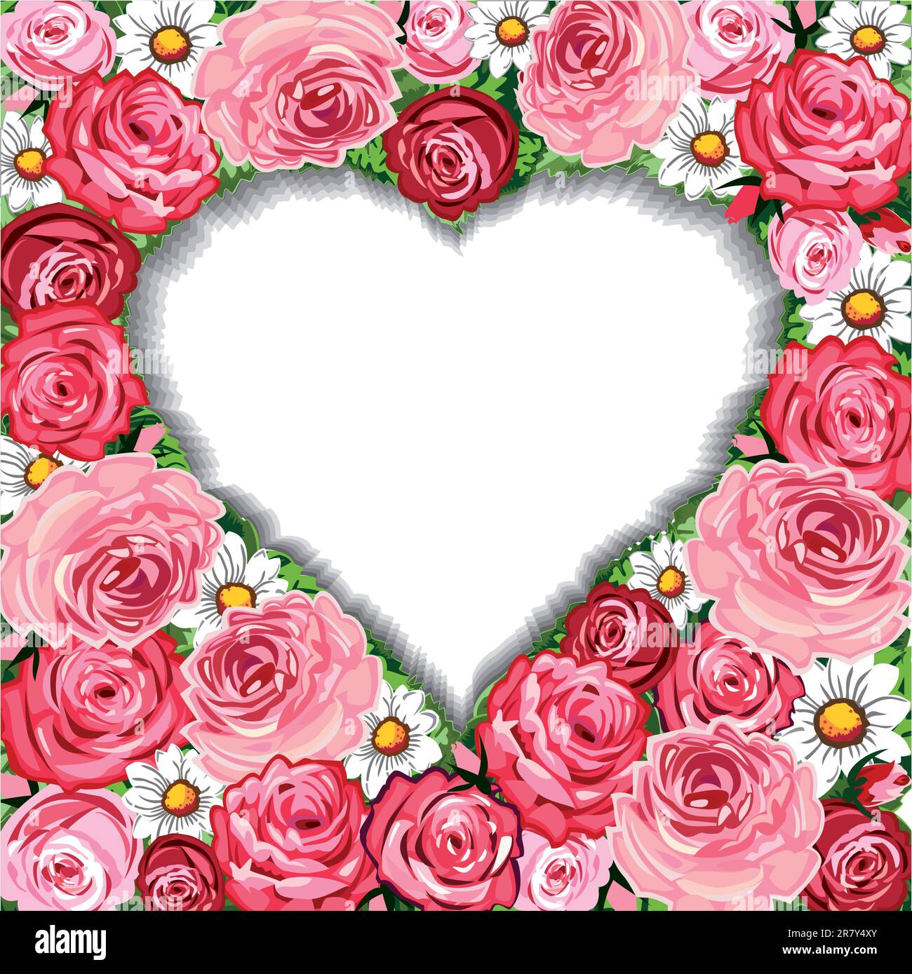 Vector illustration of romantic red and pink roses background with ...