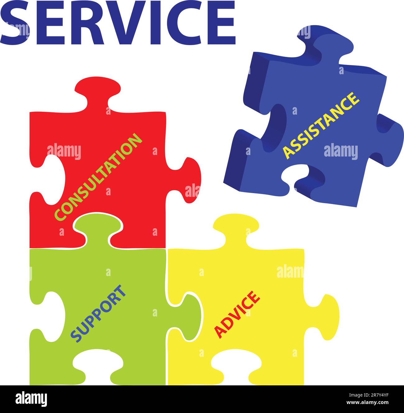 Vector illustration of puzzles with words on the topic of service Stock ...