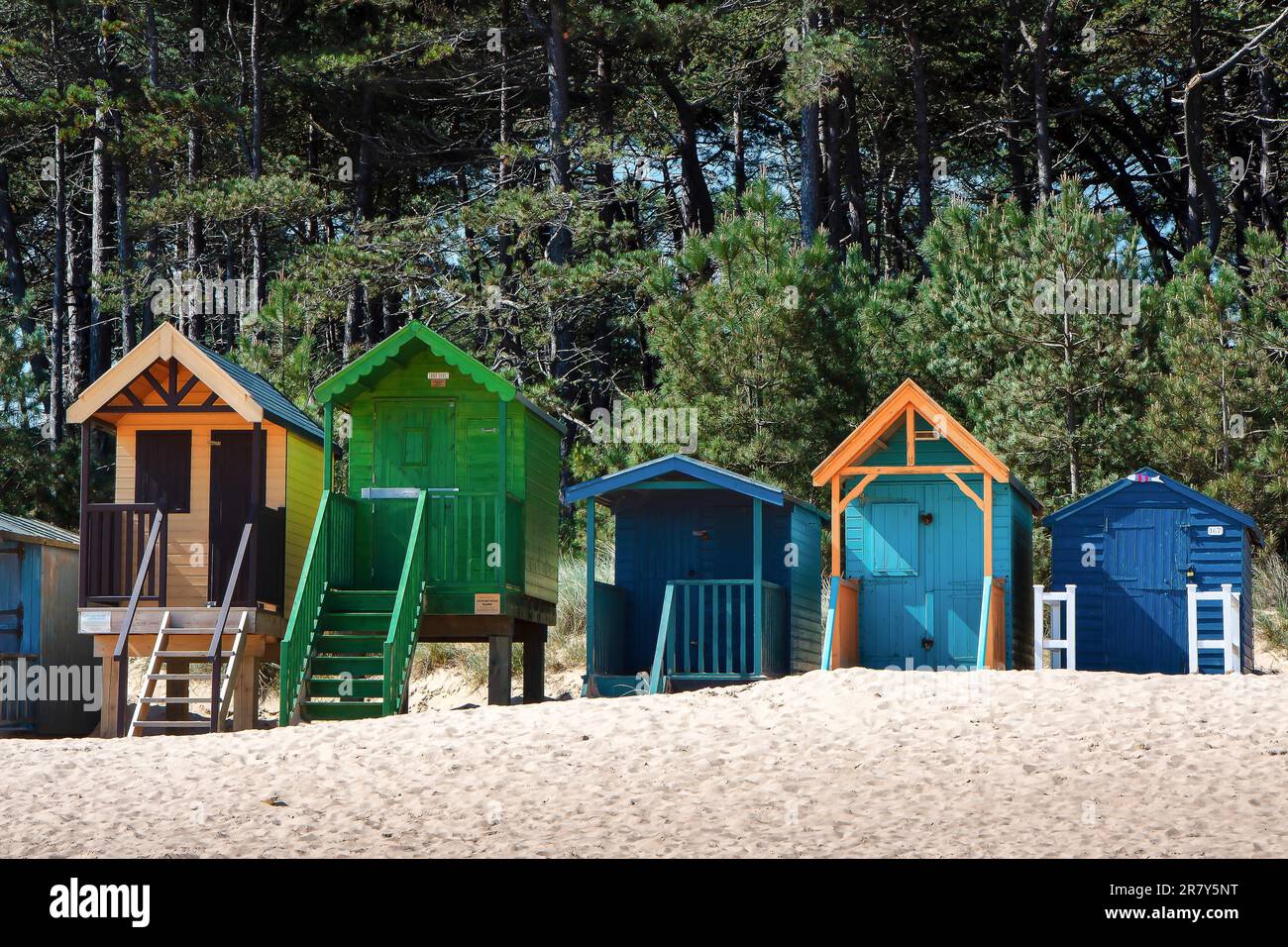 Some Brightly Coloured Beach Huts in Wells Next the Sea Stock Photo - Alamy