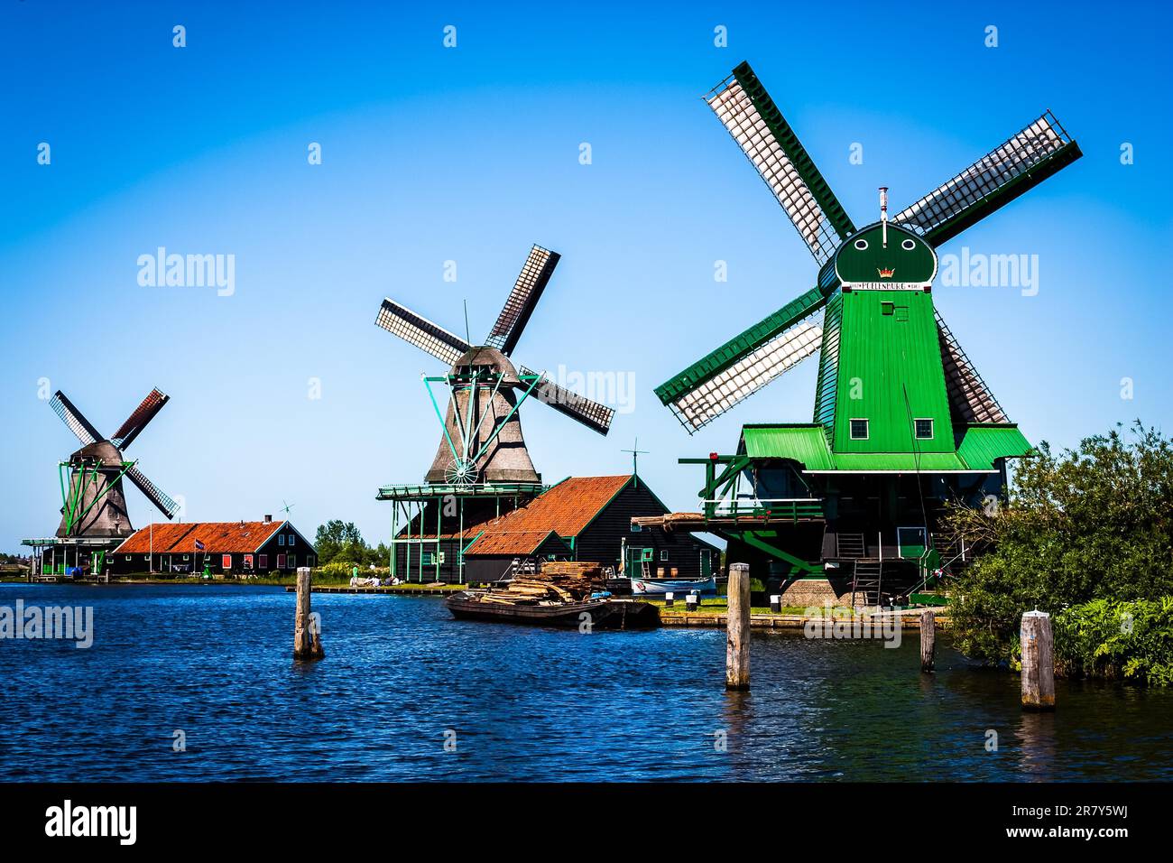 Mills in Holland, traditional and direct landmark of the country Stock ...