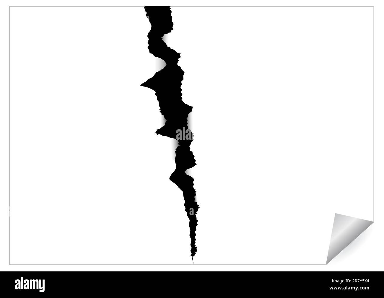 Abstract image of paper sheet with black ragged crack for your design ...