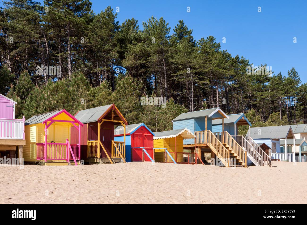 Some Brightly Coloured Beach Huts in Wells Next the Sea Stock Photo - Alamy