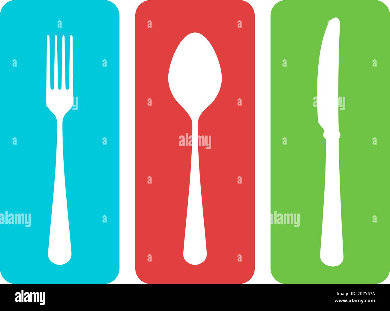 Colorful cutlery vector shapes isolated on white background Stock ...