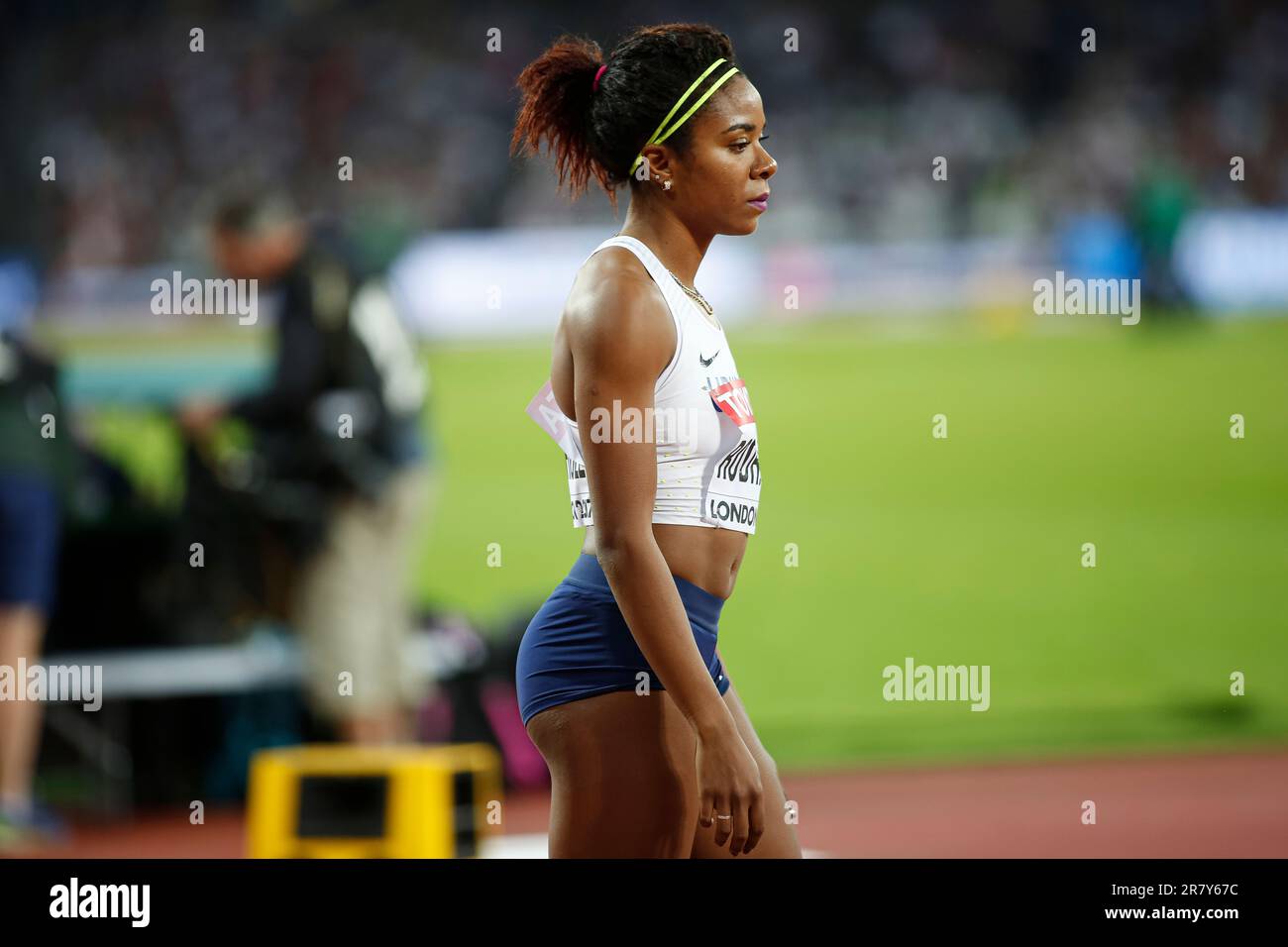 Déborah Rodríguez participating in the 400 meters hurdles at the World ...