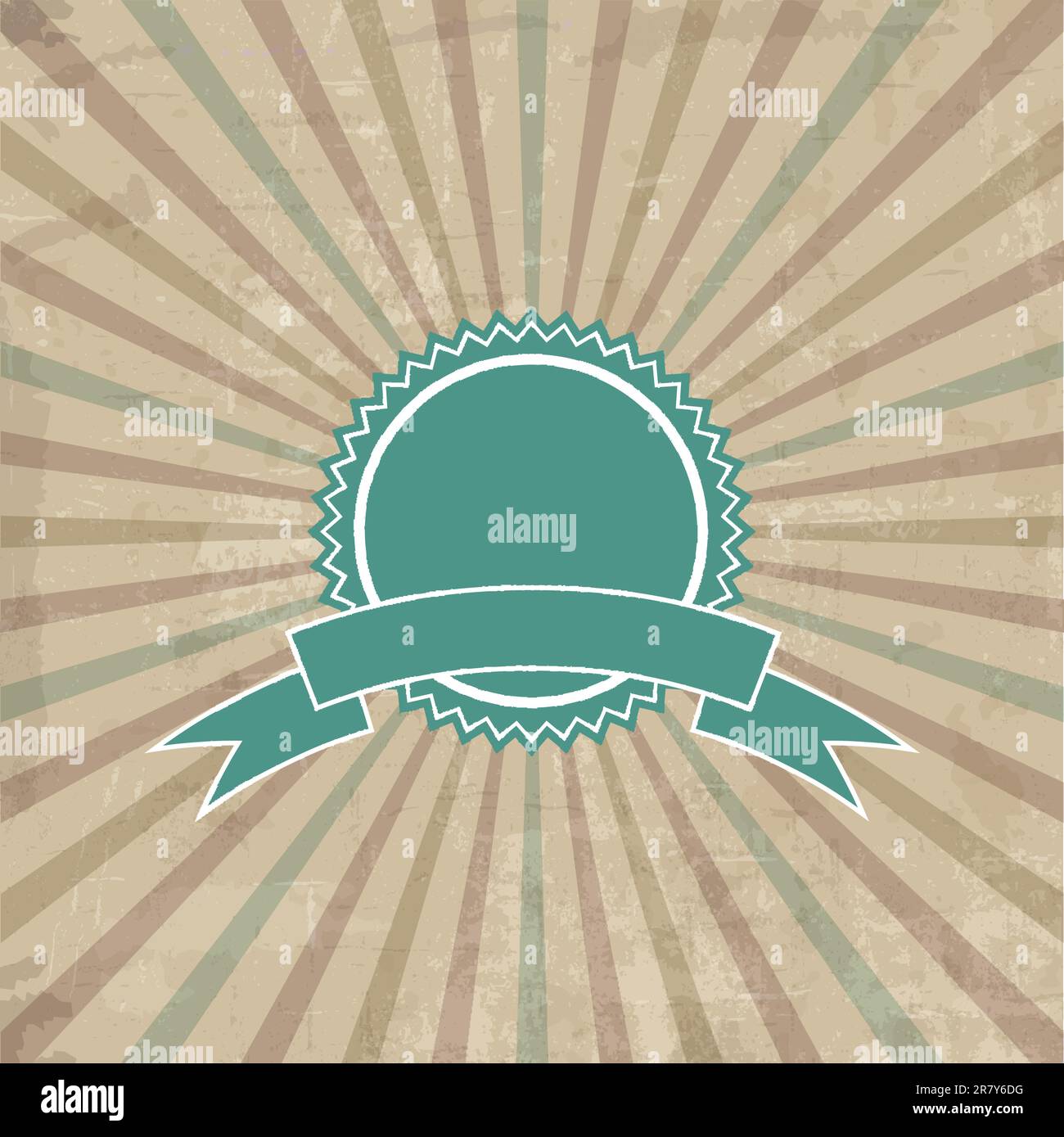 Vintage starburst background with quality badge and ribbon Stock Vector ...