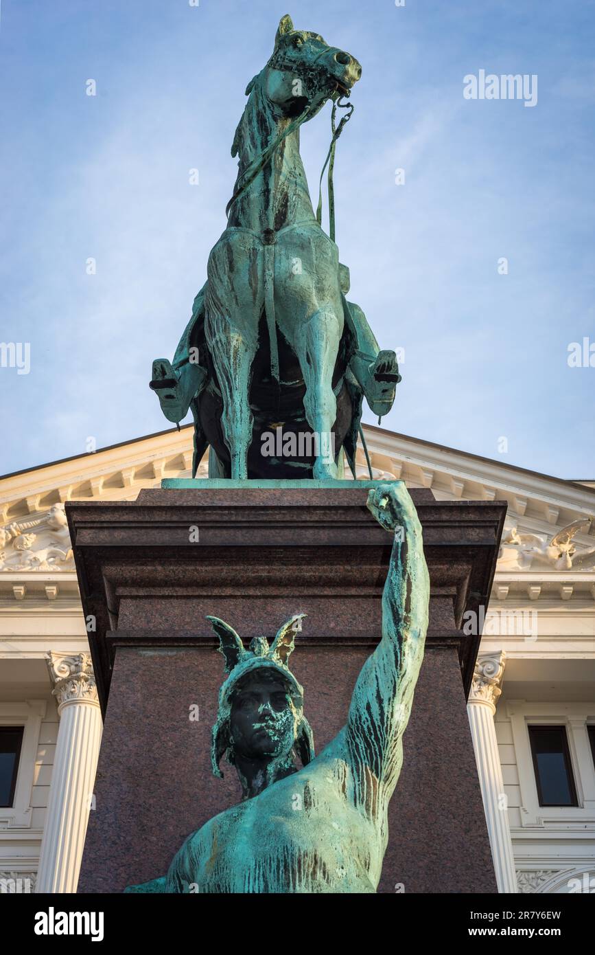 Grouped around the equestrian statue of the emperor in Altona are two ...