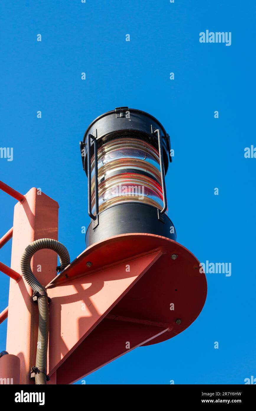 The Signal Fire guides the ships and boats in the harbor of Hamburg ...