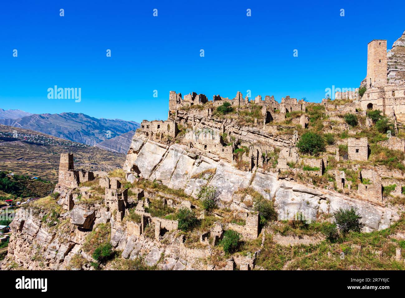 Aul ghost Kahib, Dagestan. Abandoned village in the Caucasus mountains ...