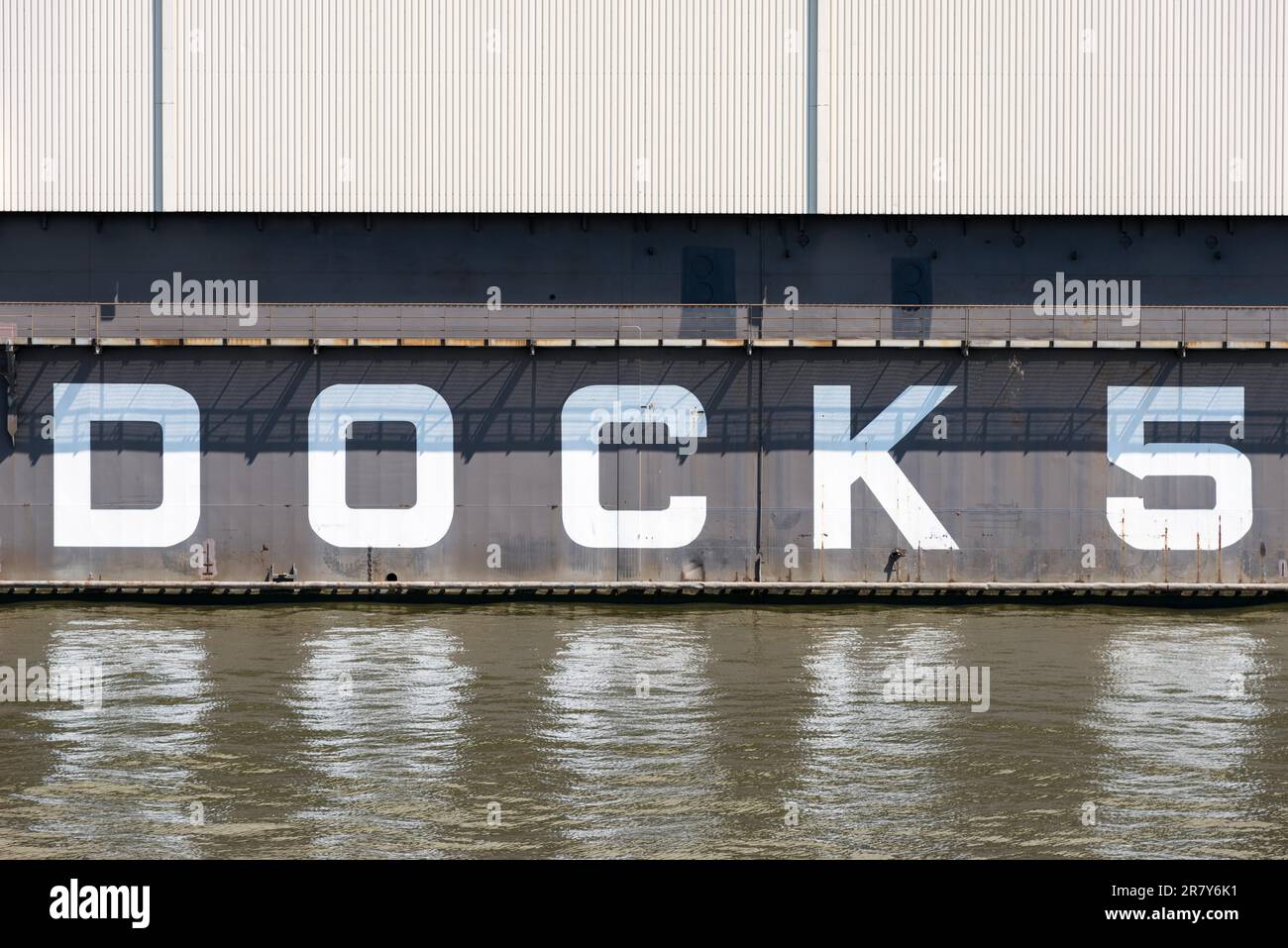 Hamburg Germany. Floating dock number 5. External labeling on a ...