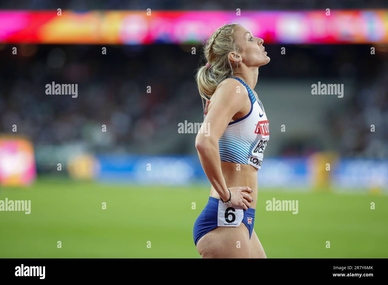 Meghan Beesley participating in the 400 meters hurdles at the World ...