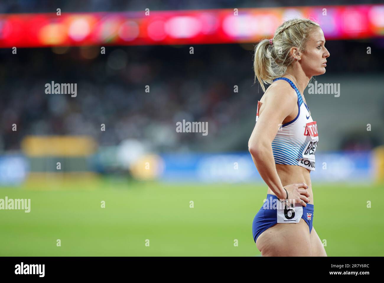 Meghan Beesley participating in the 400 meters hurdles at the World ...