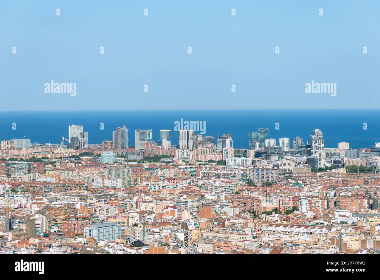 Top view to the Barcelona district El Poblenou. The district, former it ...