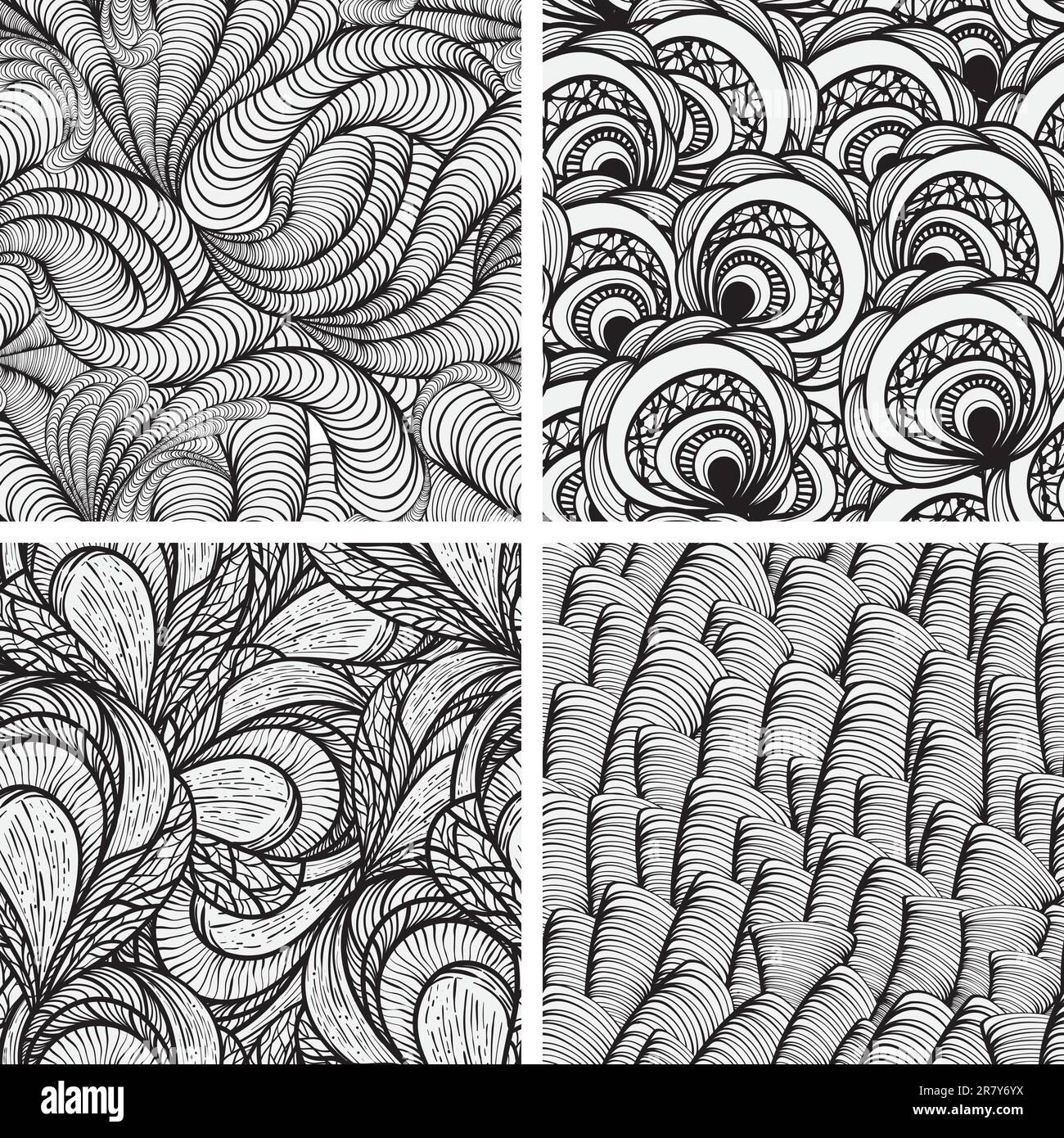 four vector seamless funky monochrome patterns Stock Vector Image & Art ...