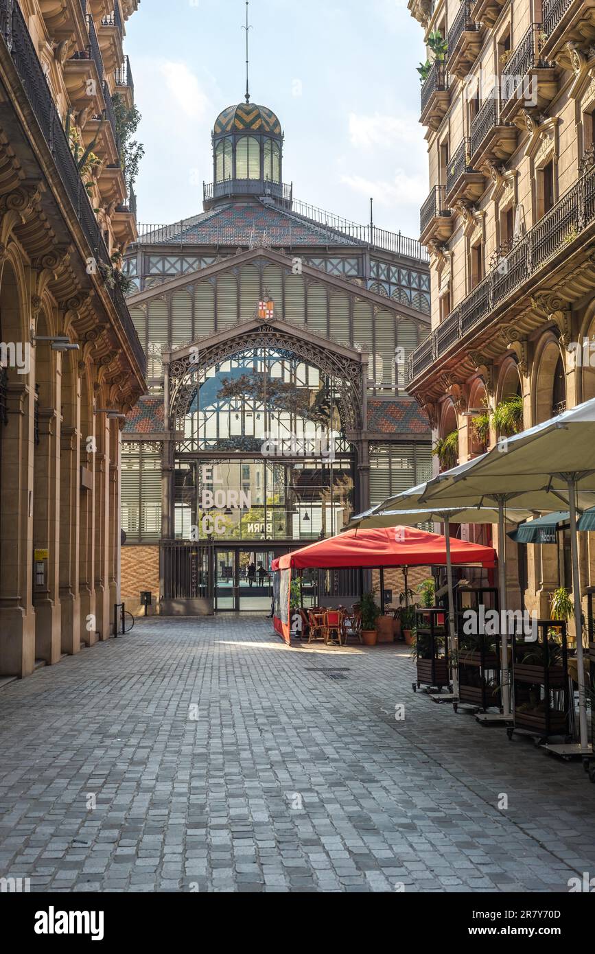 View to Mercat del Born in the Barcelona district La Ribera. The ...