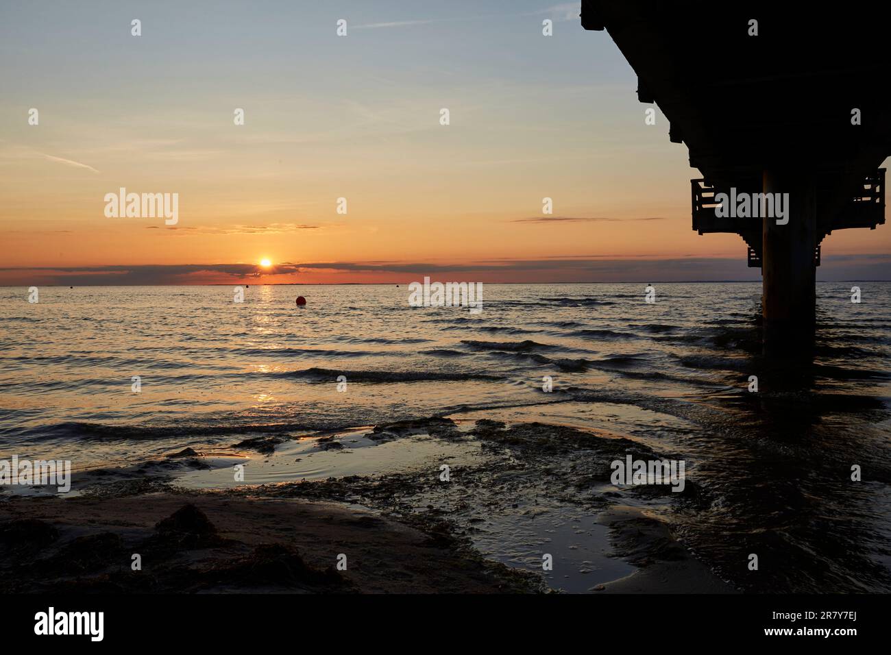 Lubmin, Sonnenuntergang, Steg, Sommer, Meer, Ostsee, Baltic Sea Stock ...
