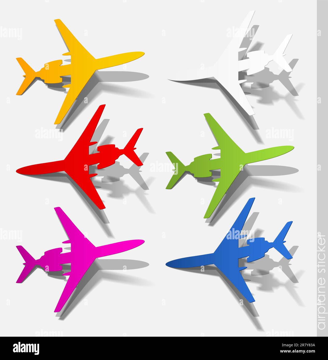 airplane sticker, realistic design elements Stock Vector Image & Art ...
