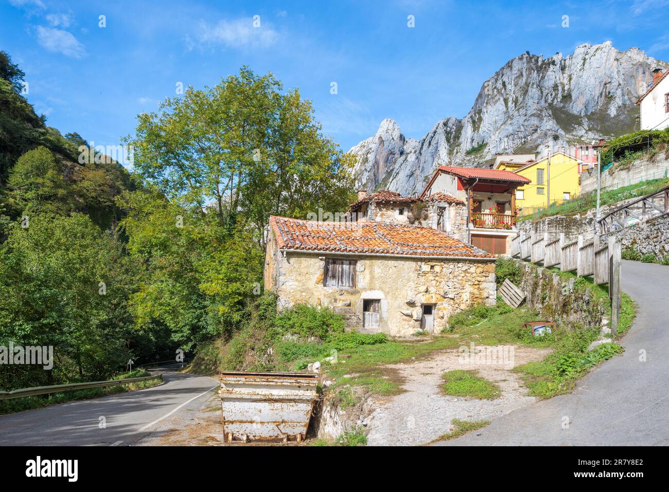 The village Tielve in the Picos de Europa. Located in the valley of ...