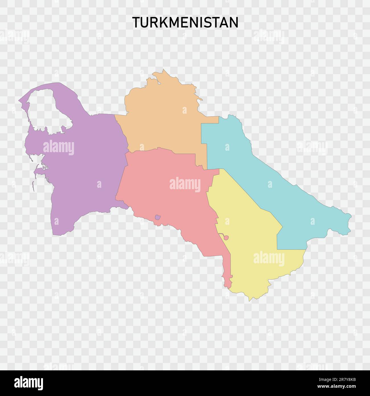 Isolated colored map of Turkmenistan with borders of the regions Stock Vector Image & Art - Alamy