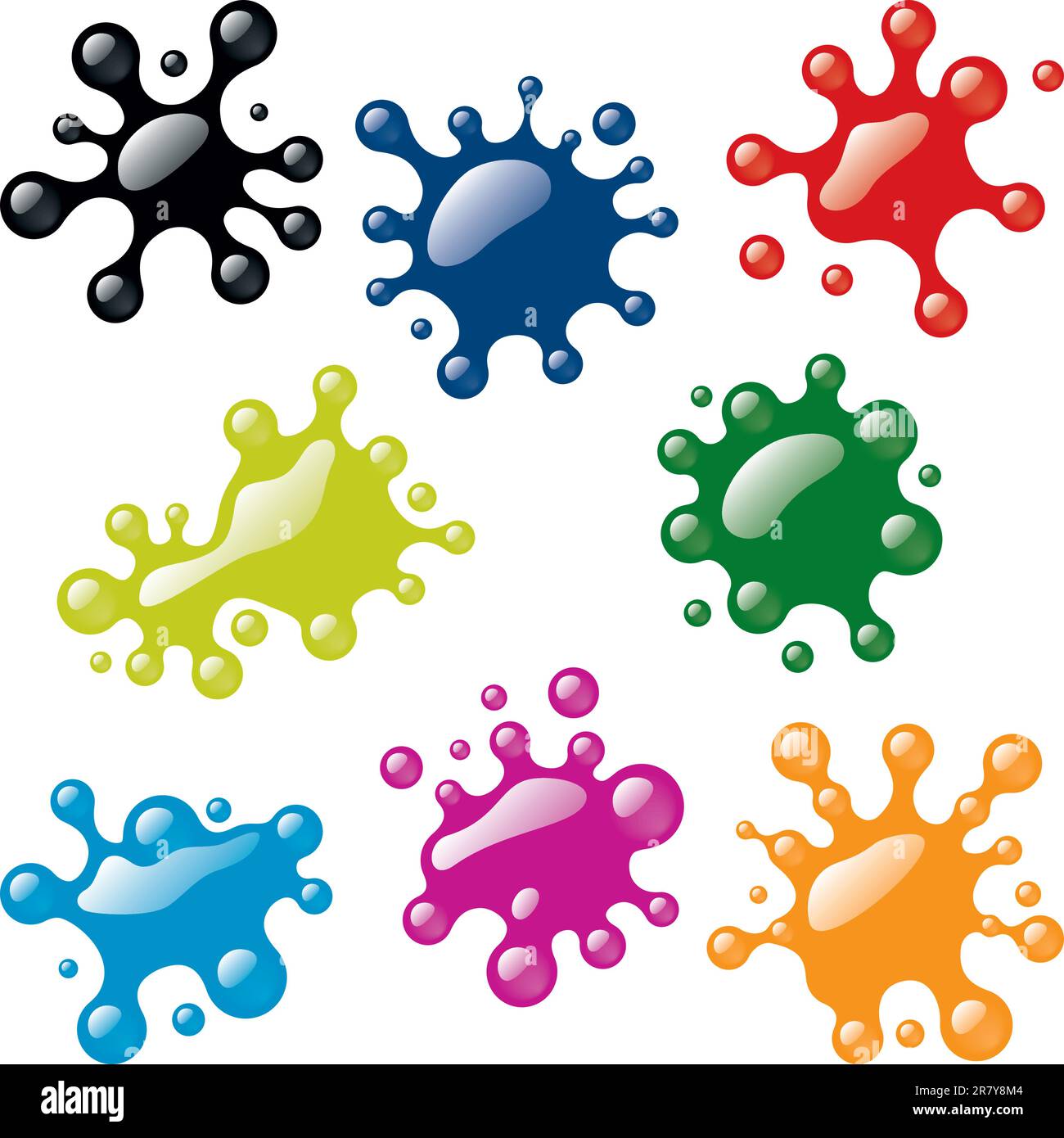 Set of Color Blots on white background. Vector illustration Stock ...