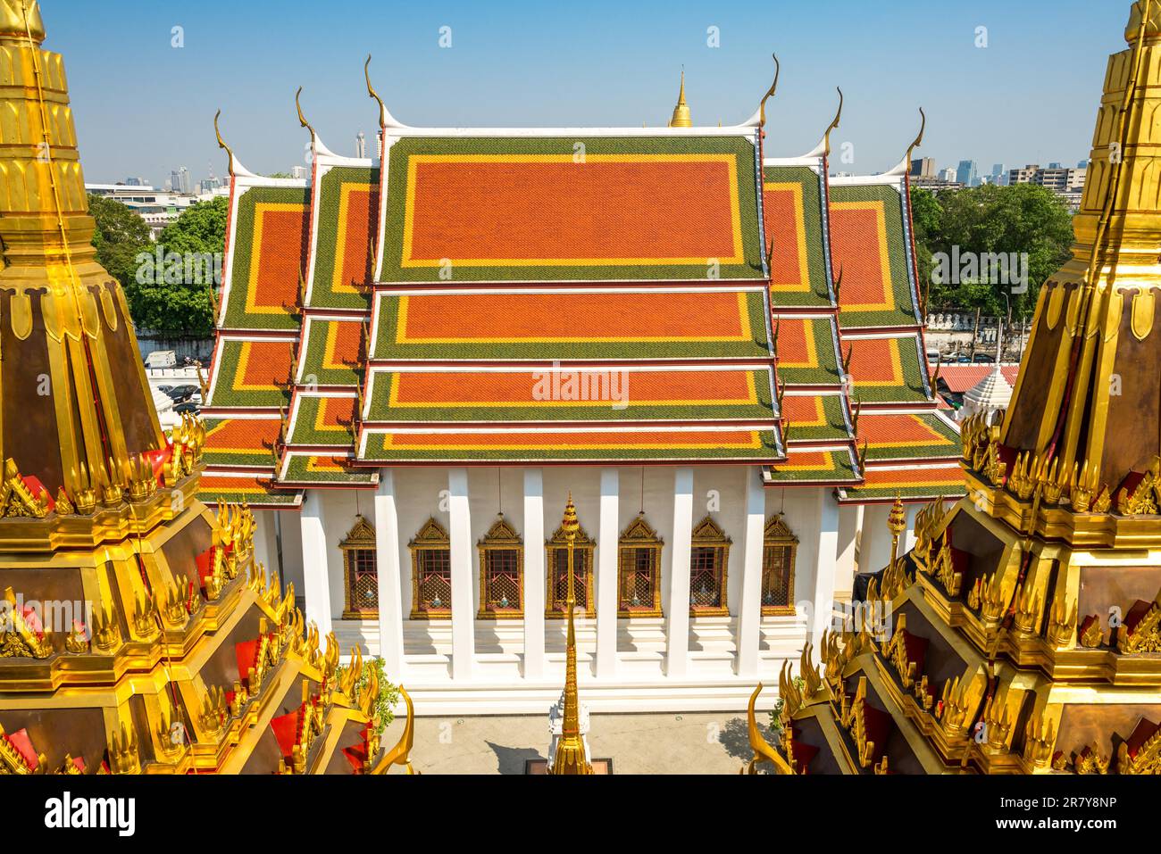 The holiest building, the Ubosot, the ordination hall in the Buddhist ...