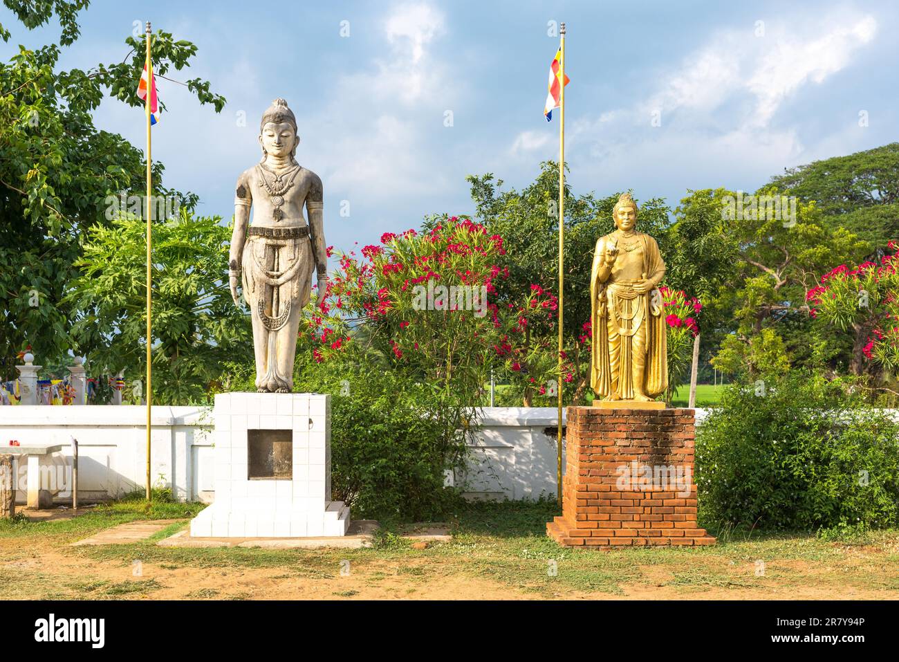 Sculptures in the backyard of the historical Buddhist monastery named ...