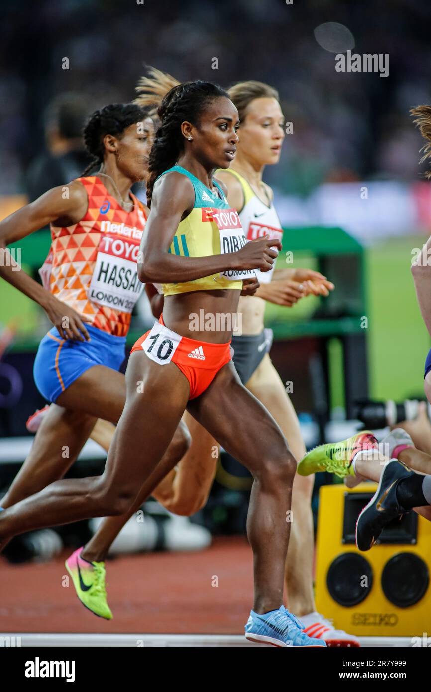 Genzebe Dibaba participating in the 1500m final at the World Athletics Championships London 2017 ...