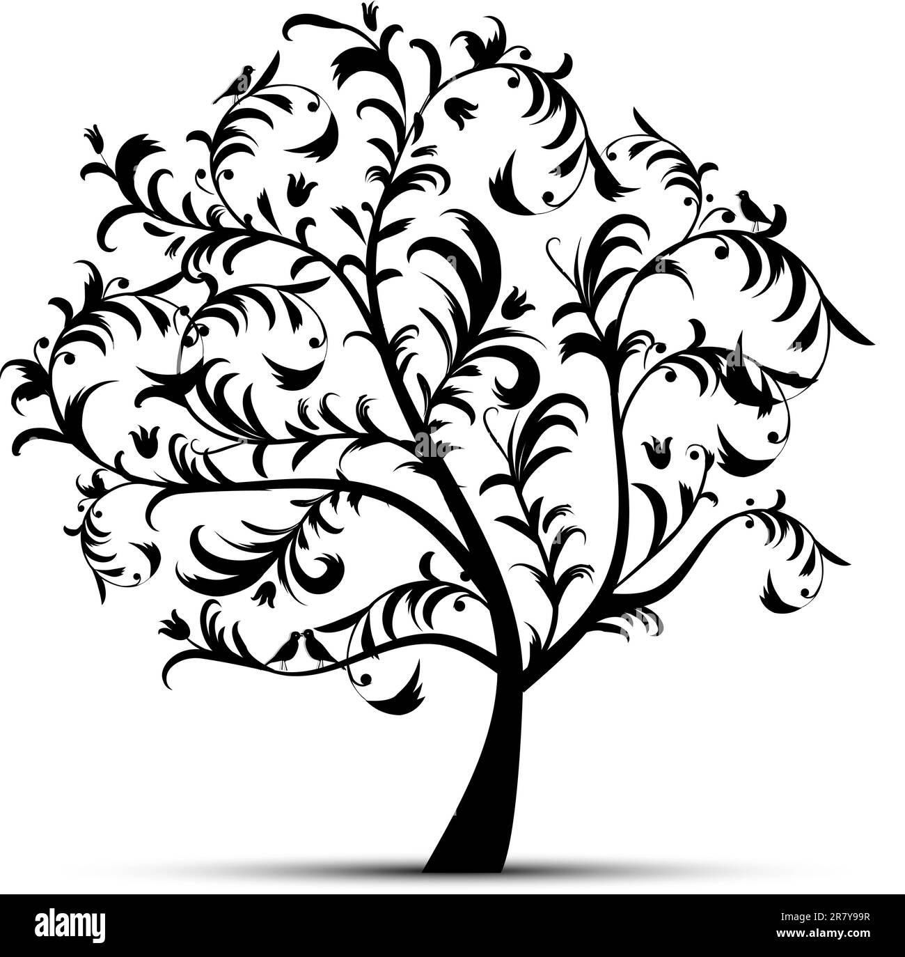 Art tree beautiful, black silhouette Stock Vector Image & Art - Alamy