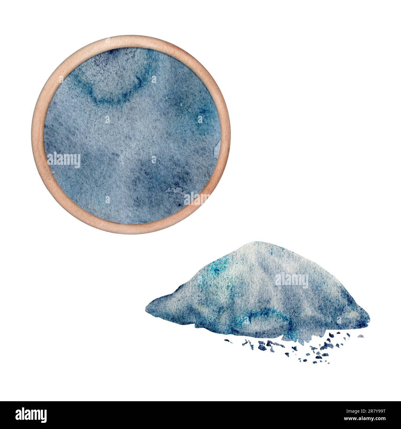 Hand drawn watercolor indigo plant coloring dye powder, for hobby ...