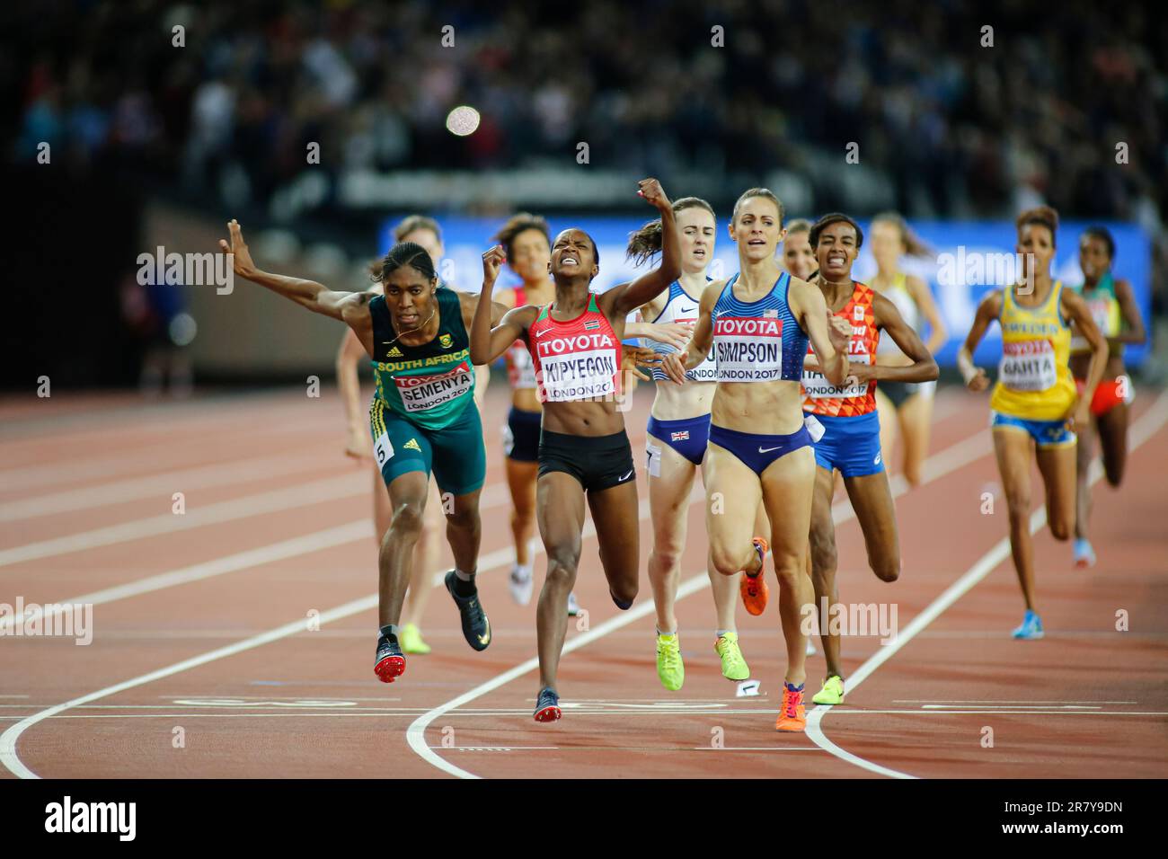 Faith Kipyegon participating in the 1500m final at the World Athletics Championships London 2017 ...