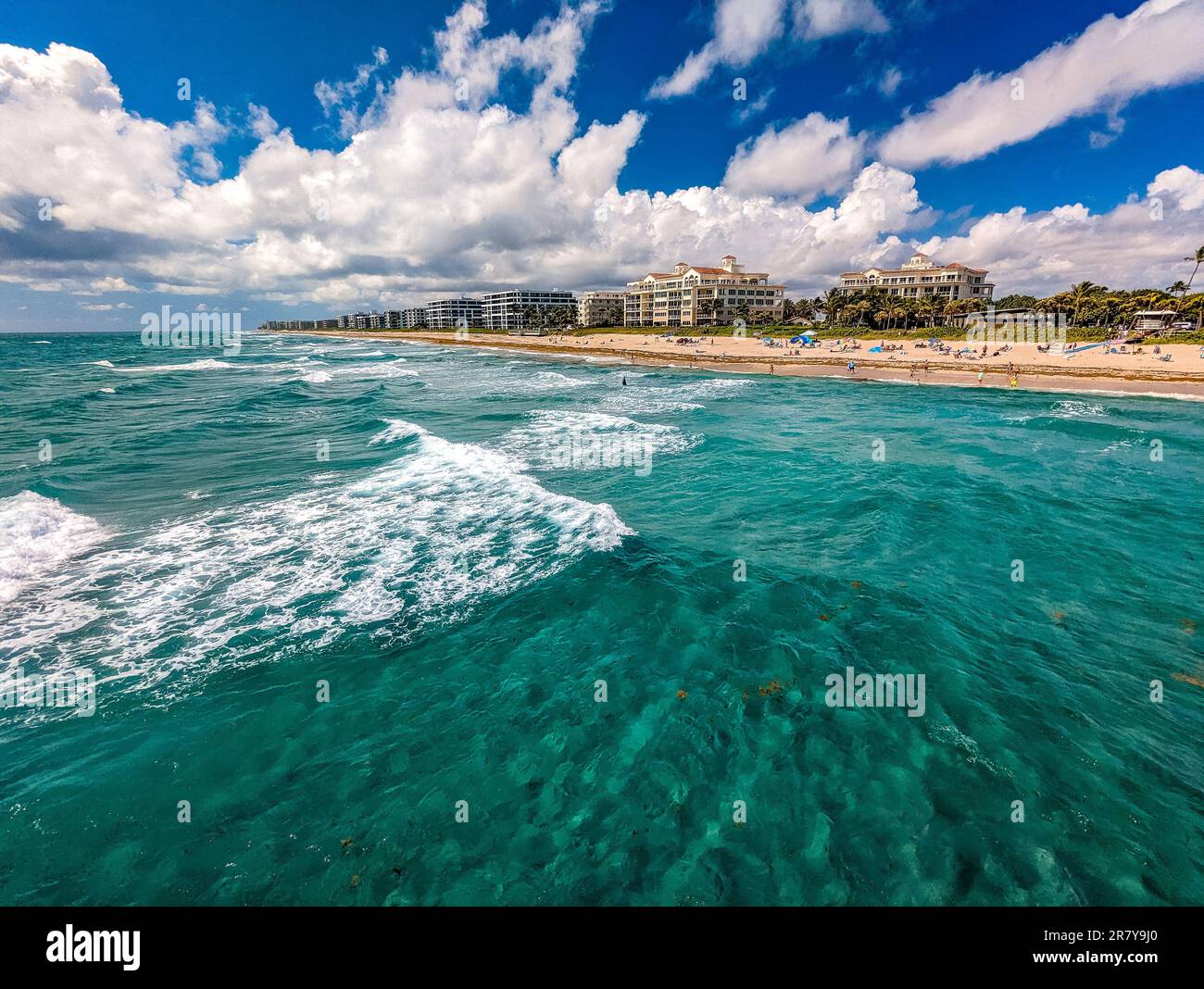 The Lake Worth Florida Pier and Waves on the beach Stock Photo - Alamy