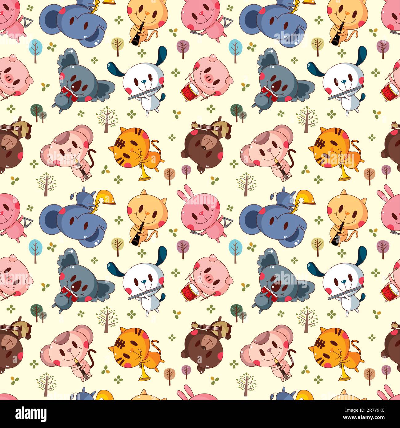 animal play music seamless pattern Stock Vector Image & Art - Alamy