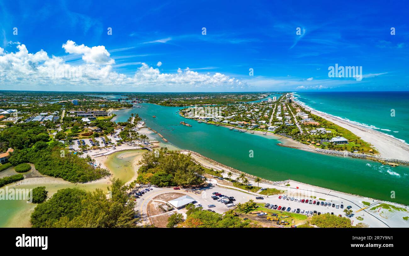 DuBois Park, Jupiter Beach and inlet, areal views, Florida, USA Stock ...
