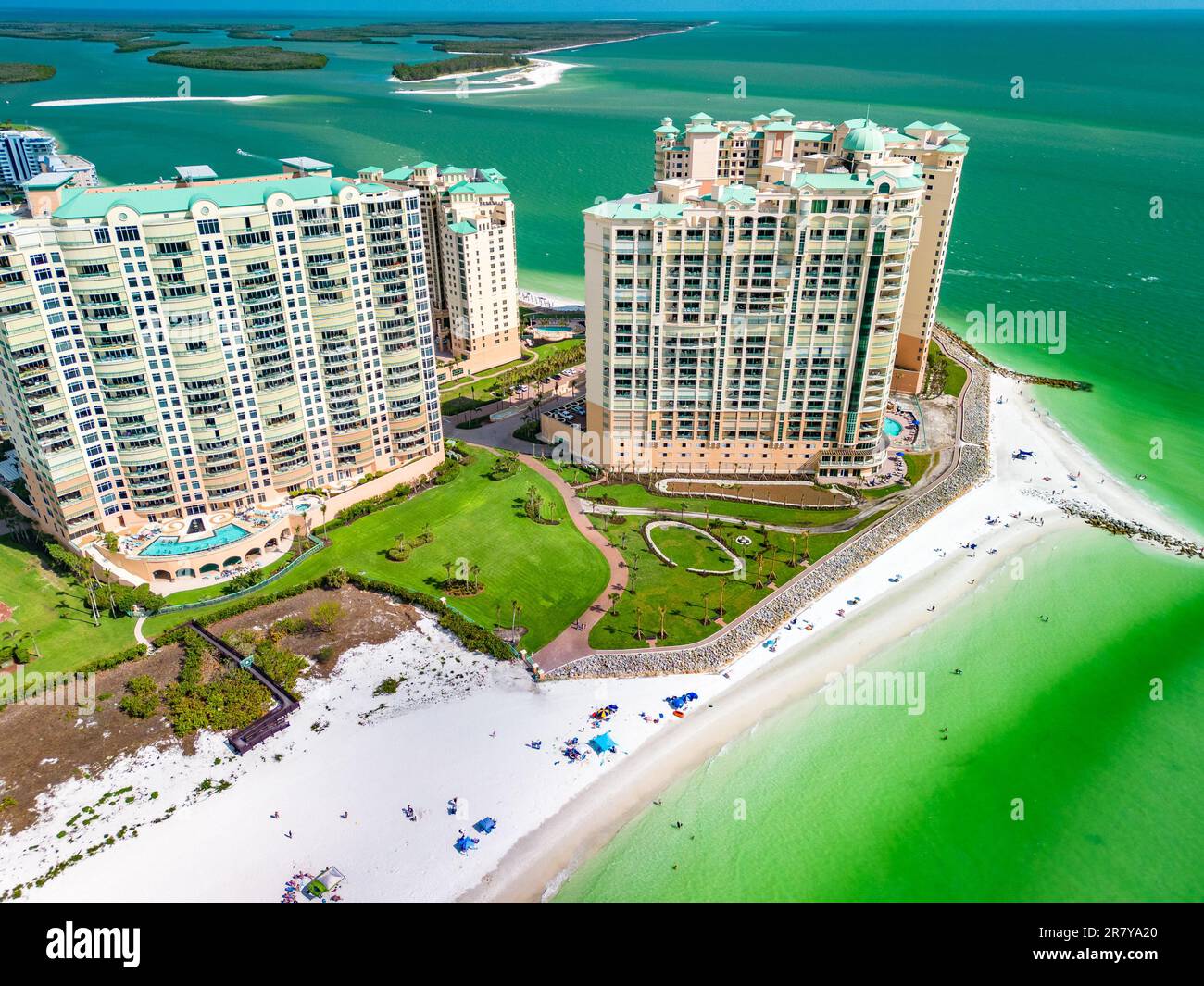 Aerial View of Marco Island, a popular tourist beach town in Florida ...