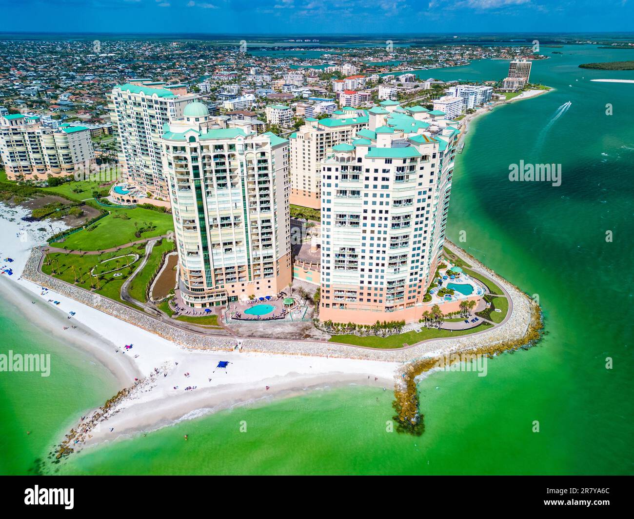 Aerial View of Marco Island, a popular tourist beach town in Florida ...