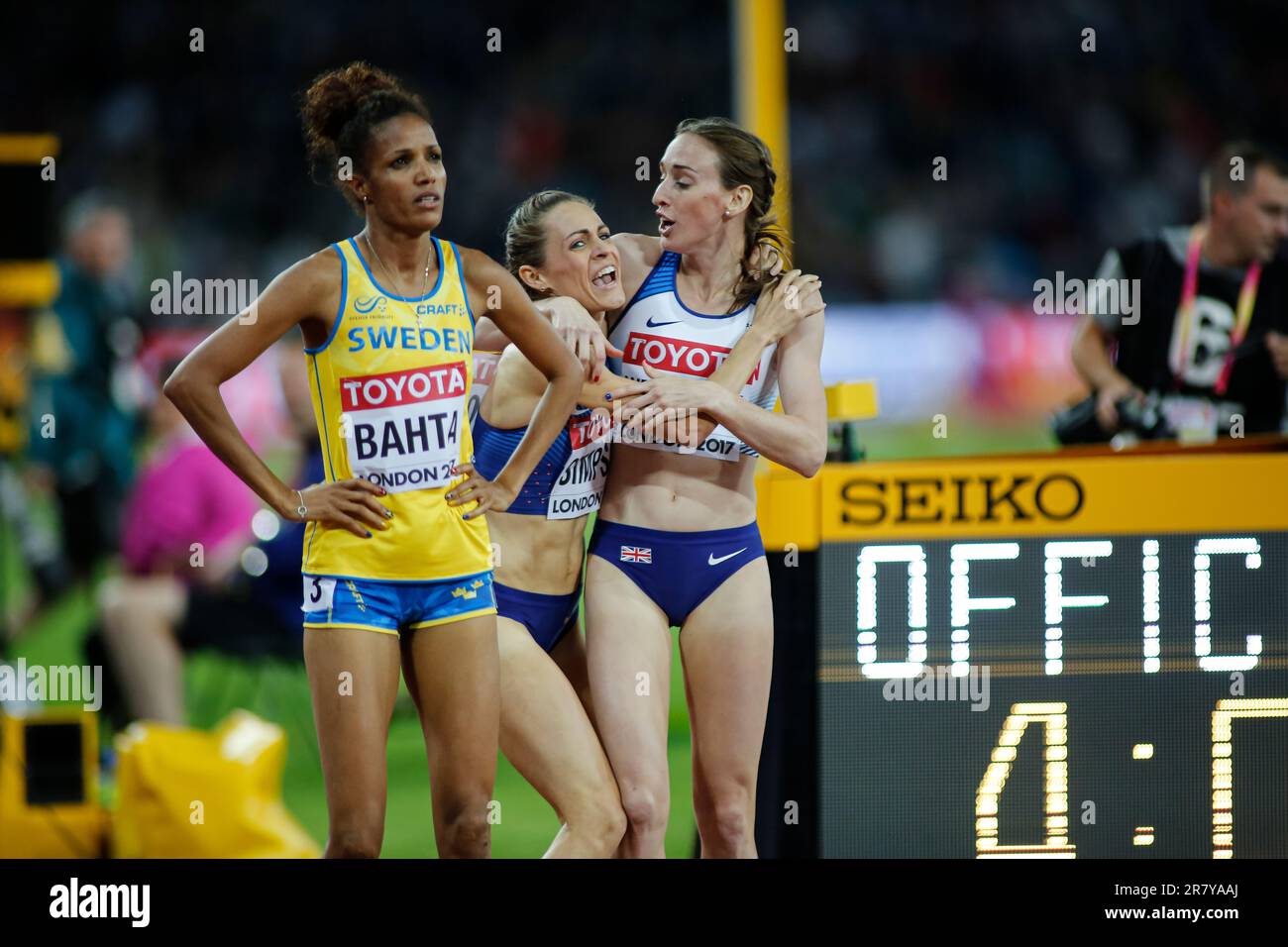 Jenny Simpson participating in the 1500m final at the World Athletics Championships London 2017 ...
