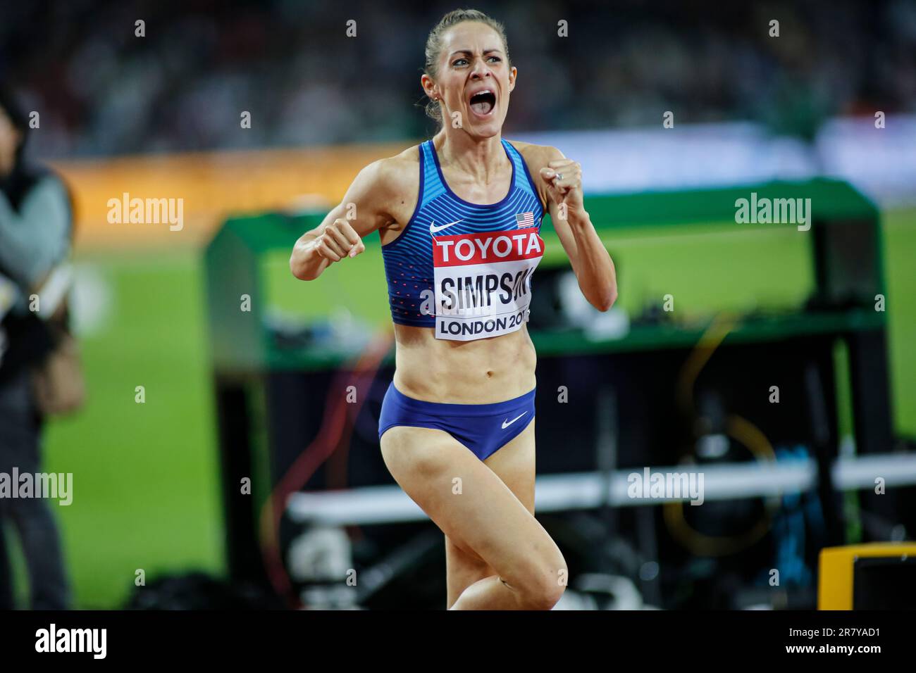 Jenny Simpson participating in the 1500m final at the World Athletics Championships London 2017 ...