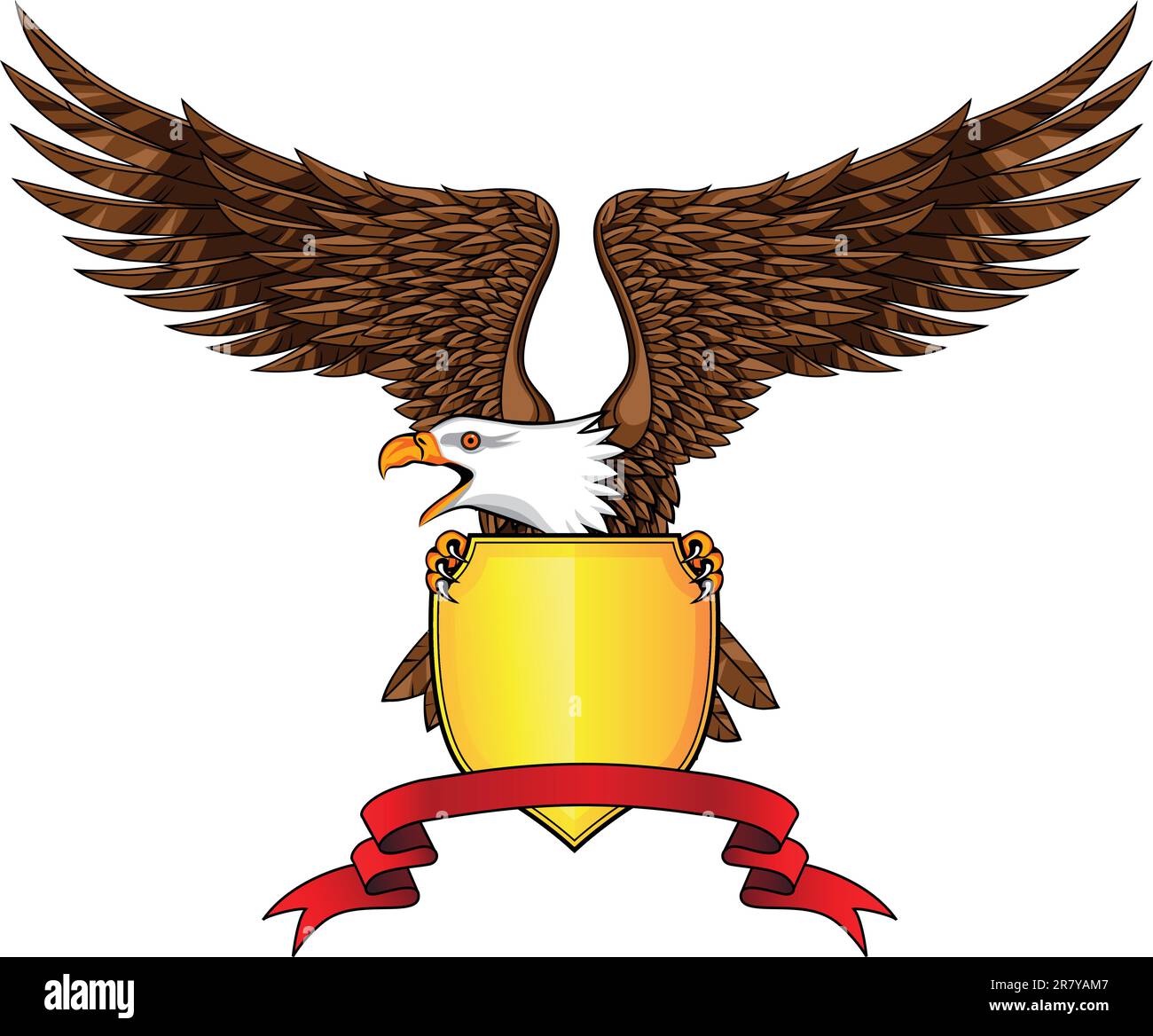 Vector Illustration Of Eagle with emblem and shield Stock Vector Image ...