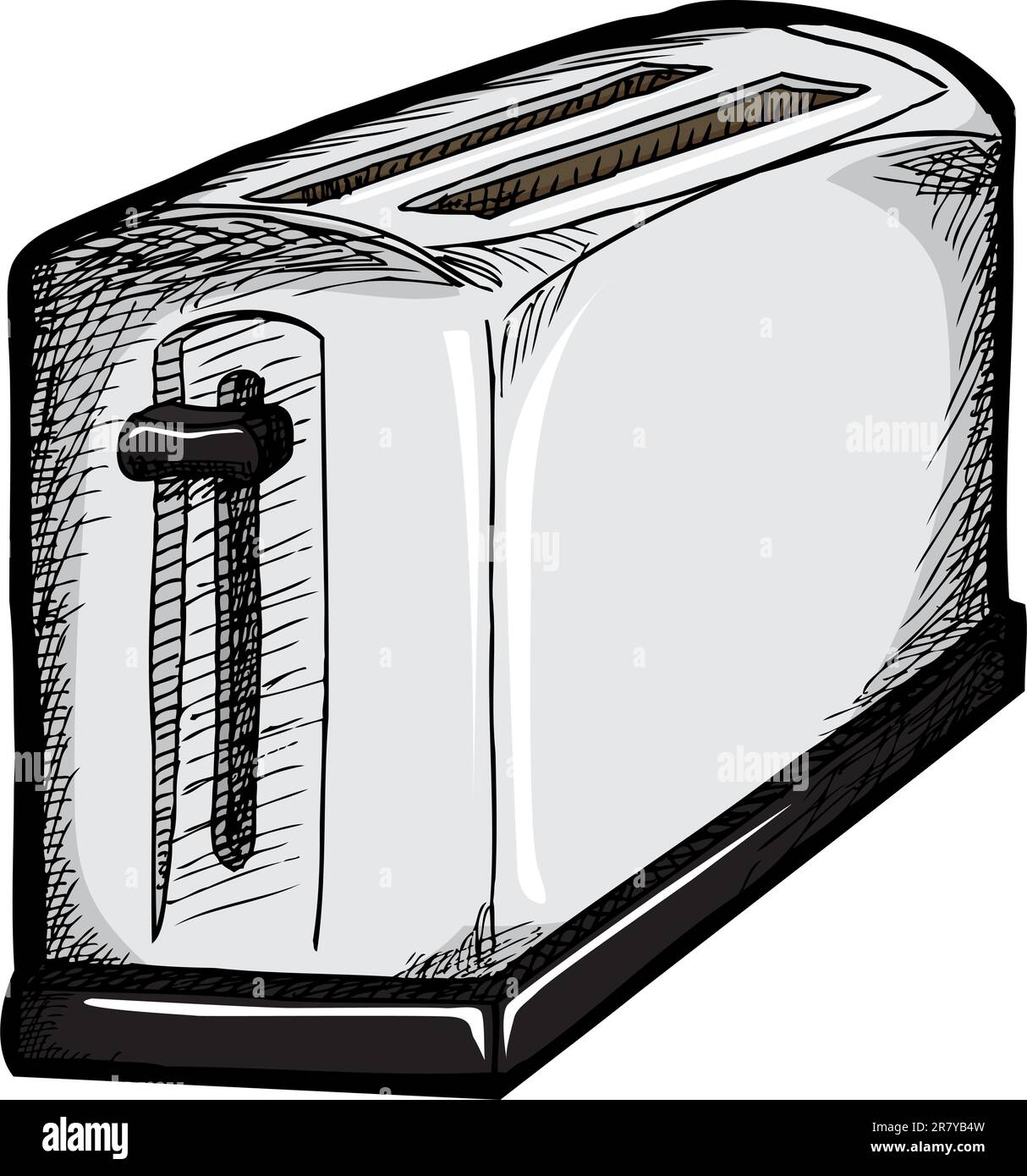 Isolated drawing of a 2-slice toaster over white background Stock ...