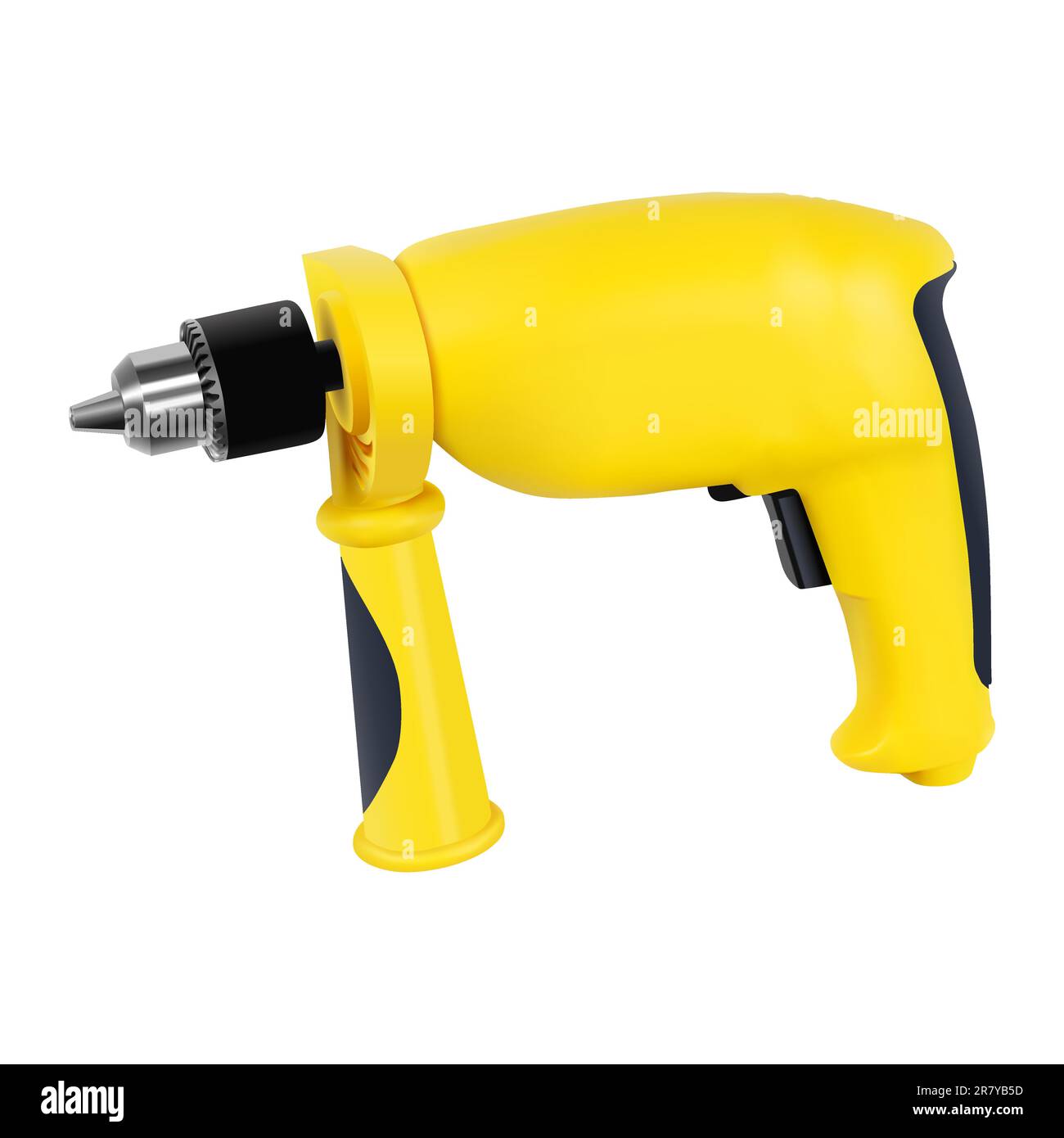 Yellow electric drill with handle isolated on white background Stock ...