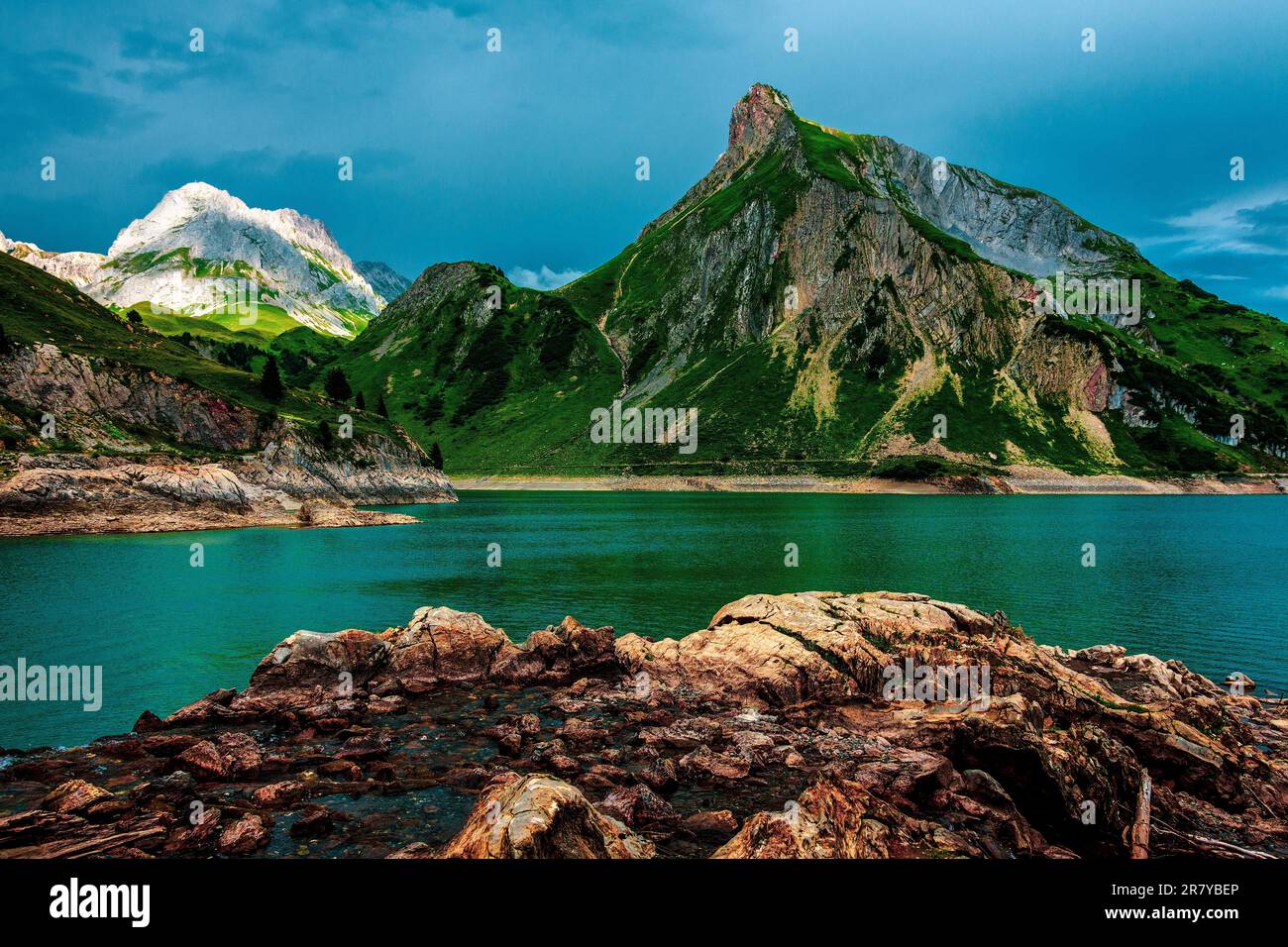 The lake Spullersee a high mountain lake in Vorarlberg, Austria Stock ...