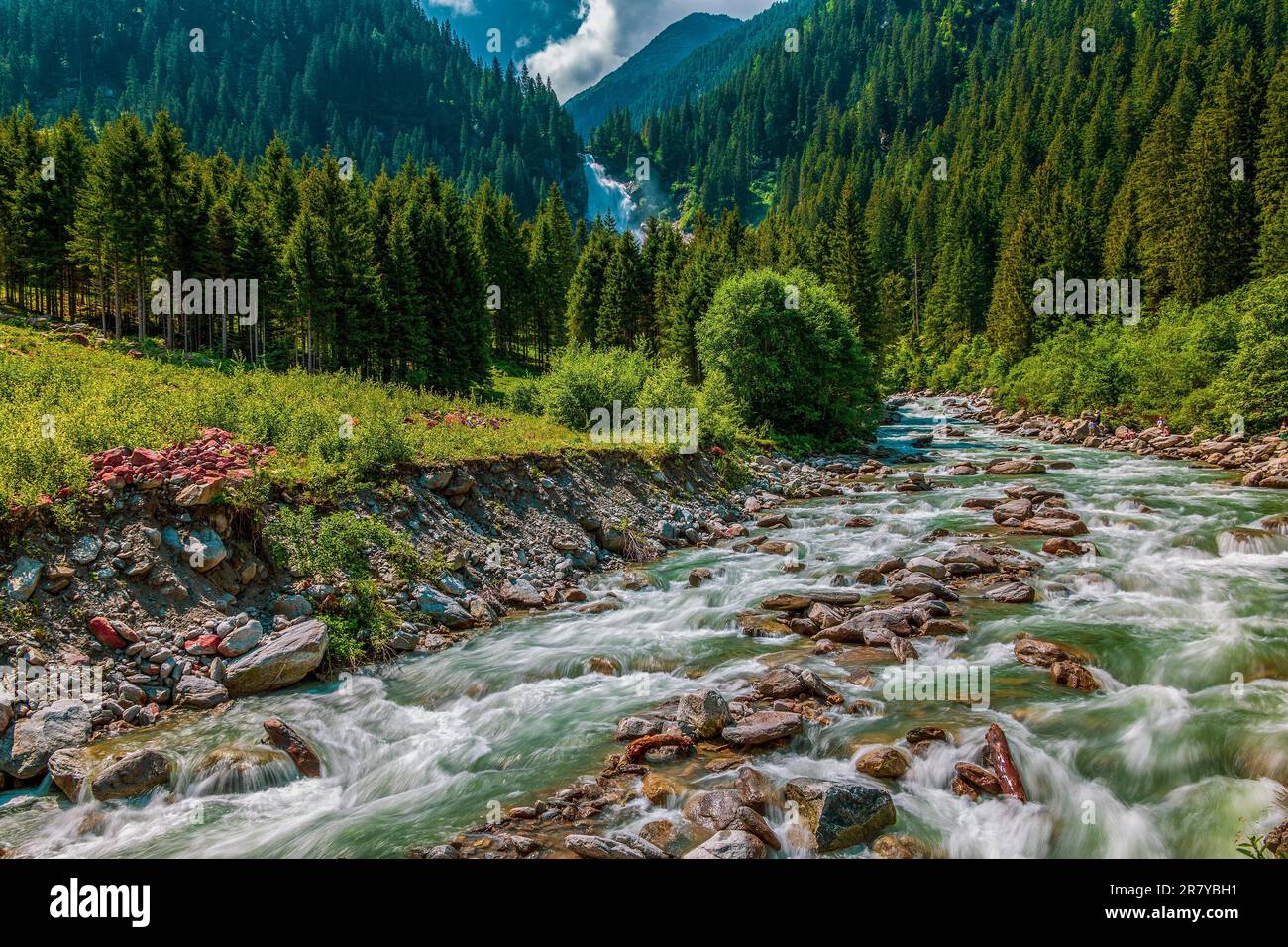 The river Krimmler Ache in the Hohe Tauern National Park in Austria ...