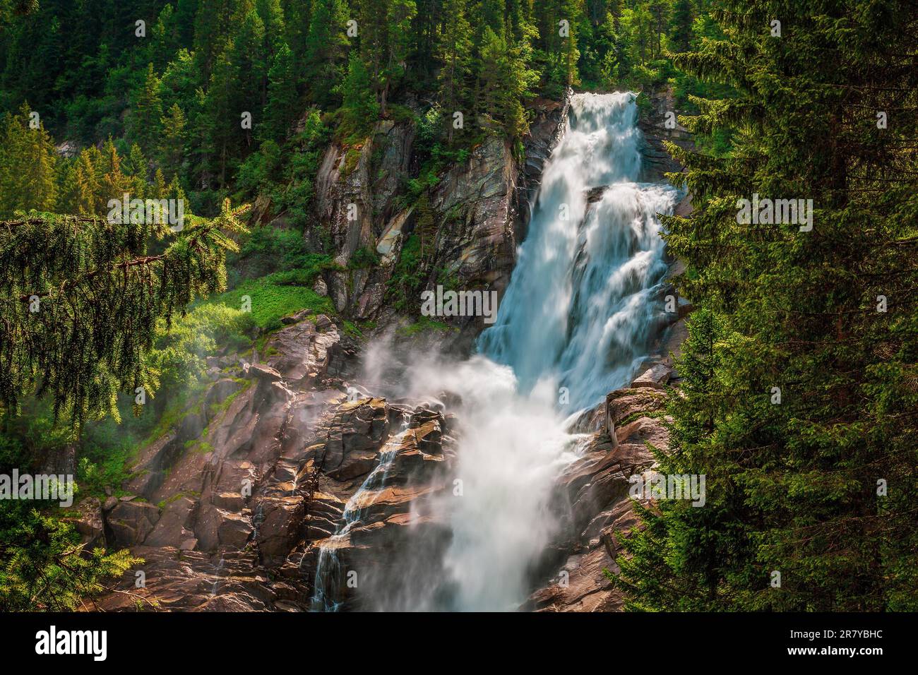 Panoramic view of the Krimmler waterfalls, the highest waterfalls in ...