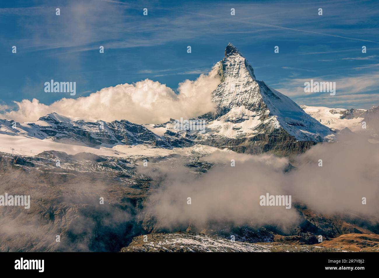 View of the Matterhorn, one of the highest mountains in the Alps Stock ...