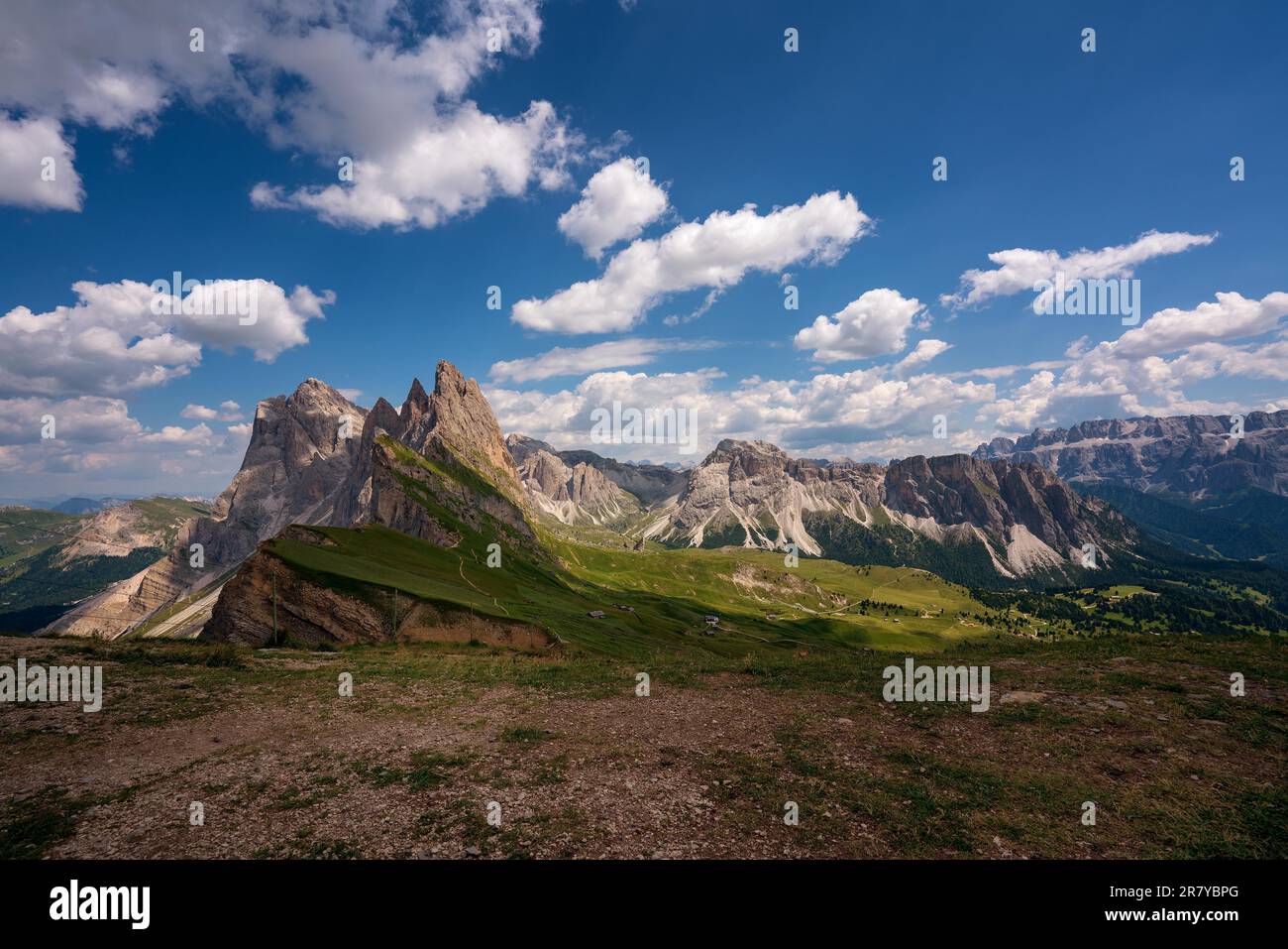 Views from Seceda over the Odle mountains Stock Photo - Alamy